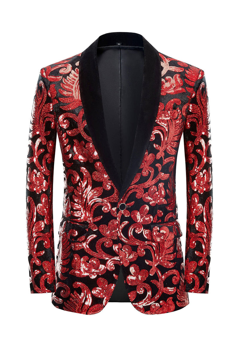 ZAPAKA Hombre Rojo 2 Piezas Traje Masculino Solapa de Chal Un Botón ...
